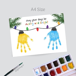 Christmas Lights Handprint Art, Two Kids, Christmas Handprint Craft ...