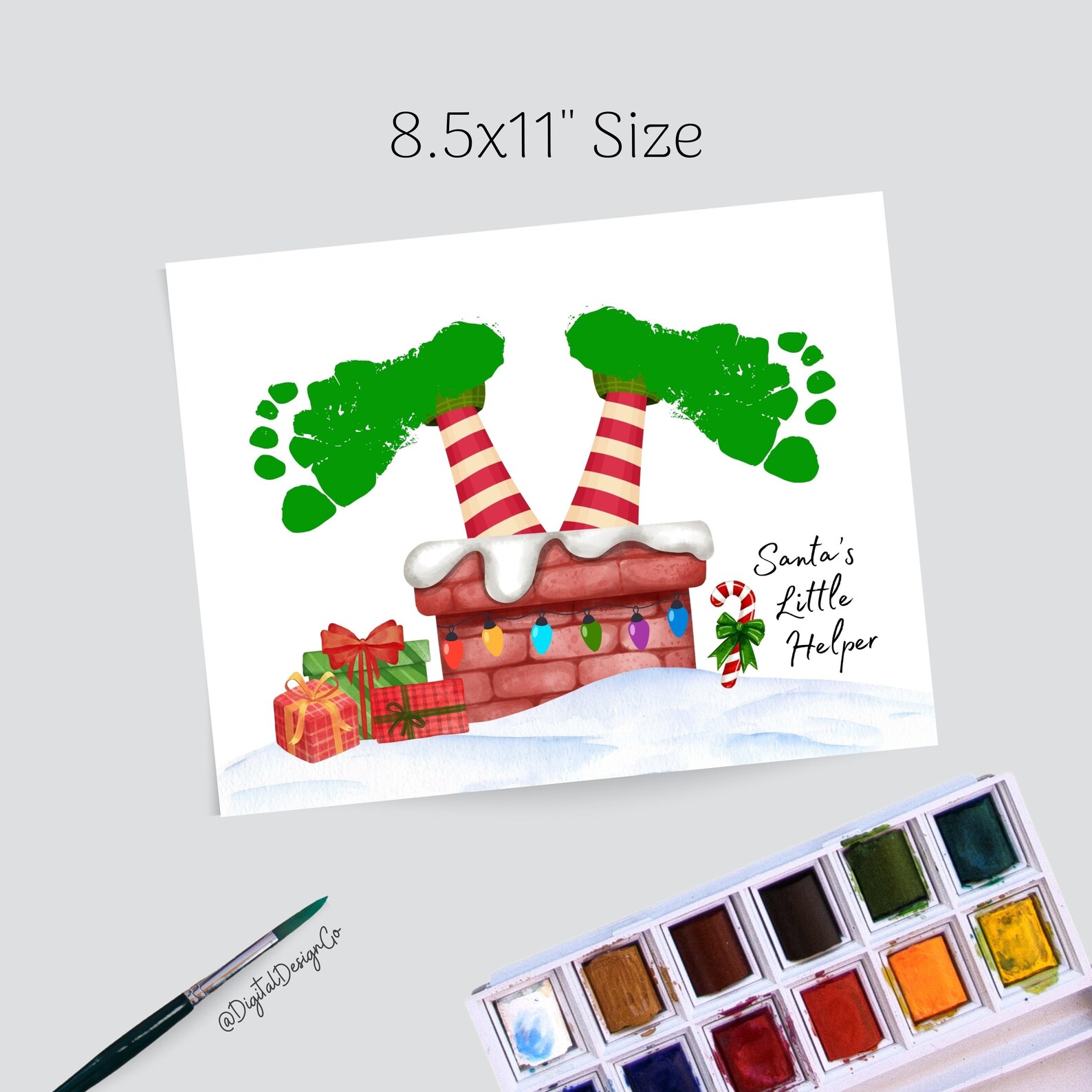 Christmas Footprint Art / Santa's Little Helper / Elf Footprint Craft ...