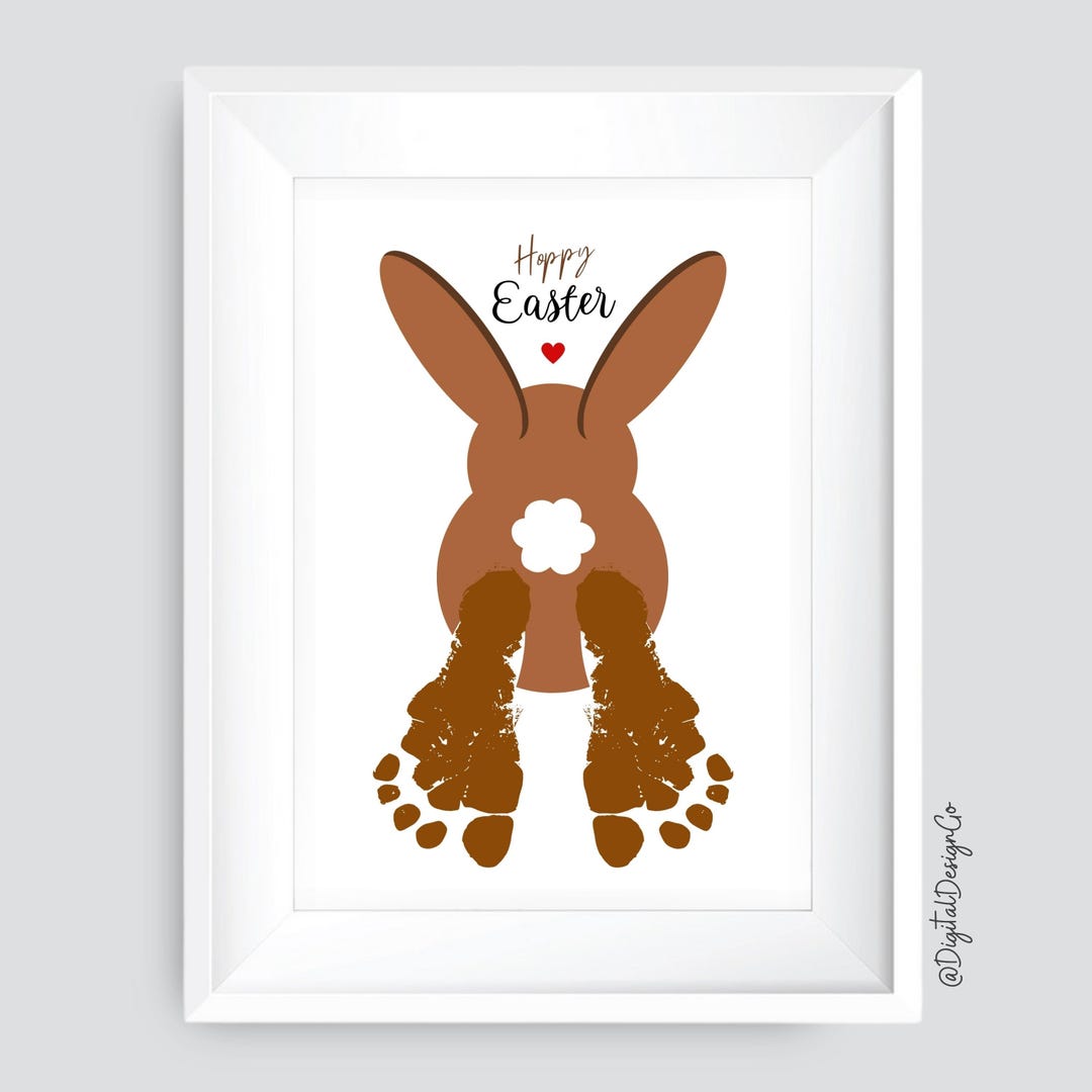 Hoppy Easter, Bunny Footprint Art, Baby Toddler, Easter Keepsake Craft ...