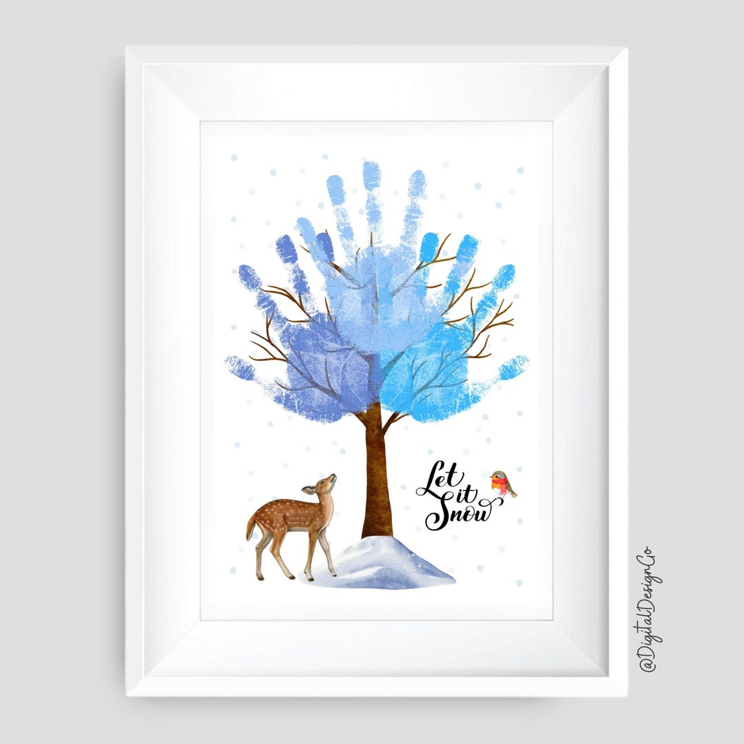 Winter Handprint Craft, Kids Baby Toddler, Snowflake Tree, Christmas ...