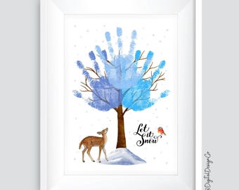 Winter Handprint Craft, Snowflake Tree Kids Baby Toddler, Christmas ...