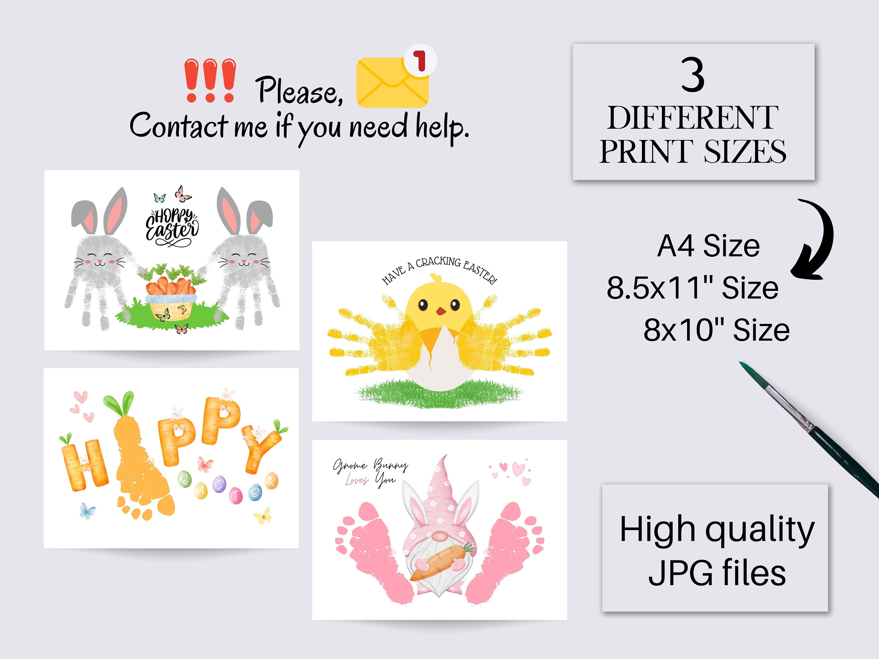 Easter Handprint Footprint Art Craft Bundle, Happy Easter Craft for ...