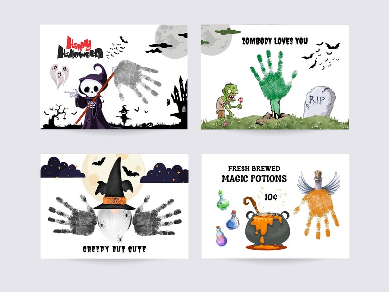 Halloween Handprint Footprint Fingerprint Craft Bundle - Etsy