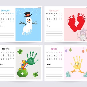 2023 Horizontal Handprint Footprint Calendar, Handprint Art Craft DIY ...