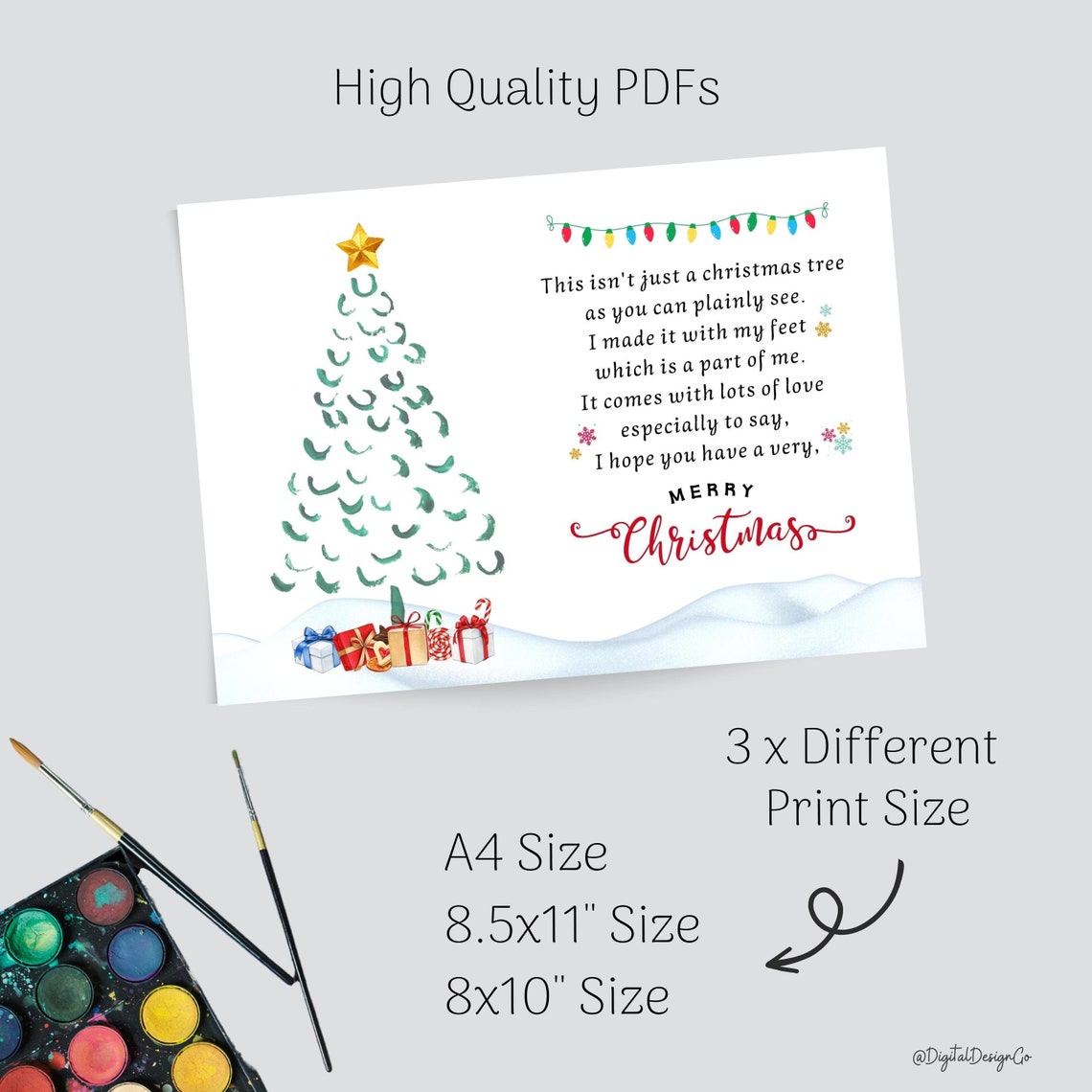 Christmas Tree Footprint Art, Poem, Merry Christmas, Tree Footprint ...