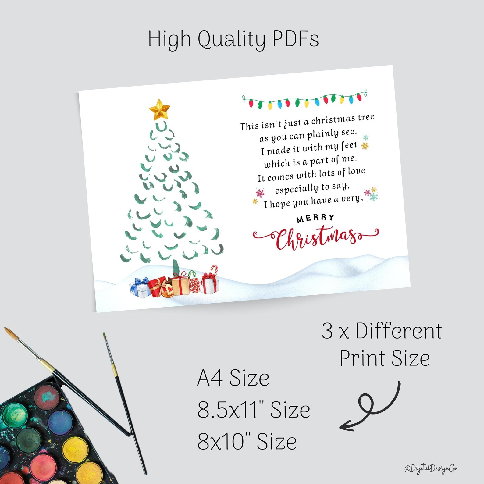 Christmas Tree Footprint Art, Poem, Merry Christmas, Tree Footprint ...