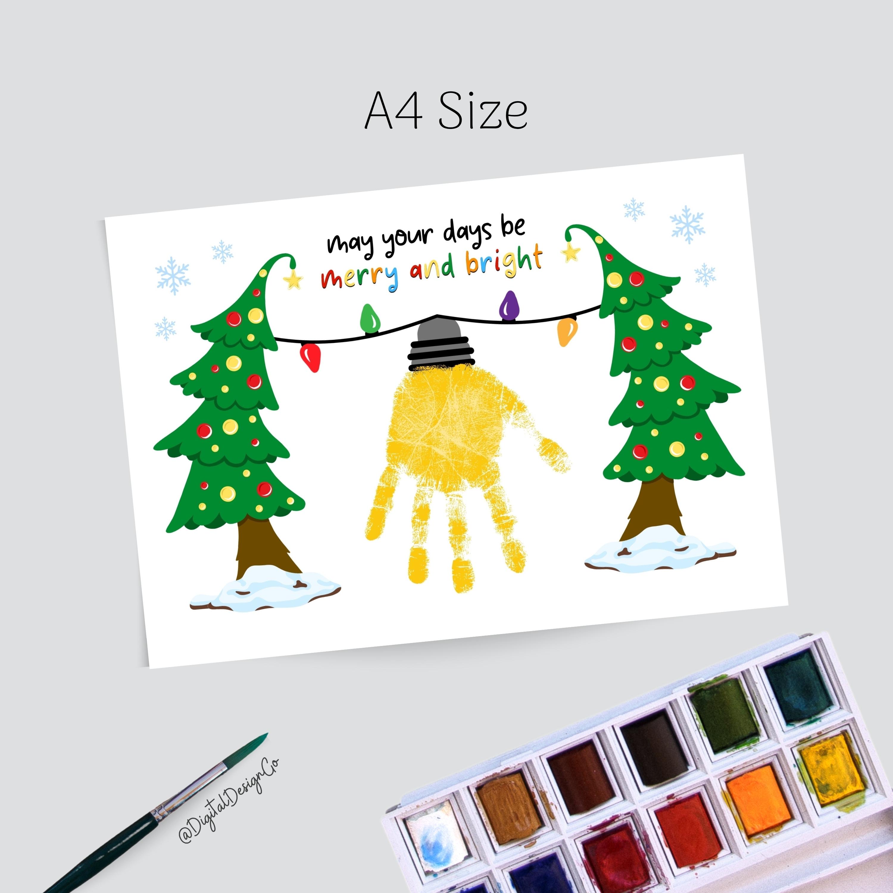 Christmas Light Handprint Art Craft, Kids Baby Toddler, Merry and ...