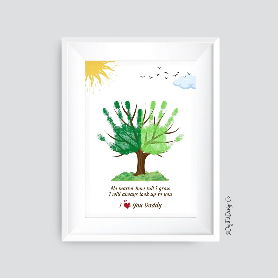 Father's Day Handprint Art Craft, Dad Birthday, Tree Handprint Craft ...