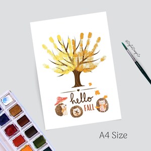 Hello Fall Handprint Art, Hedgehog, Autumn Tree Handprint Art Craft ...