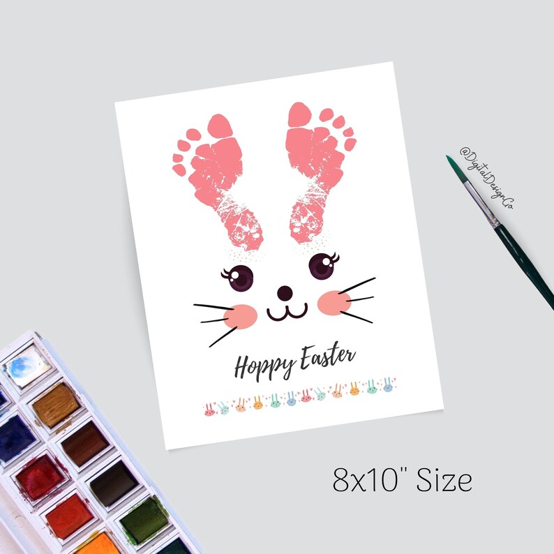 Hoppy Easter, Easter Bunny Footprint Art, Cute Bunny Ears Feet, Happy ...