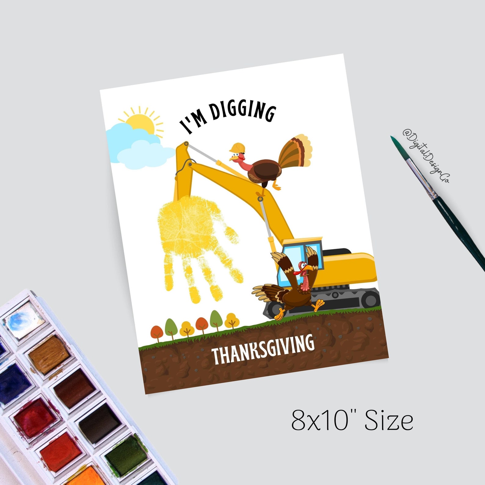 Thanksgiving Handprint Art, I'm Digging Thanksgiving, Excavator ...