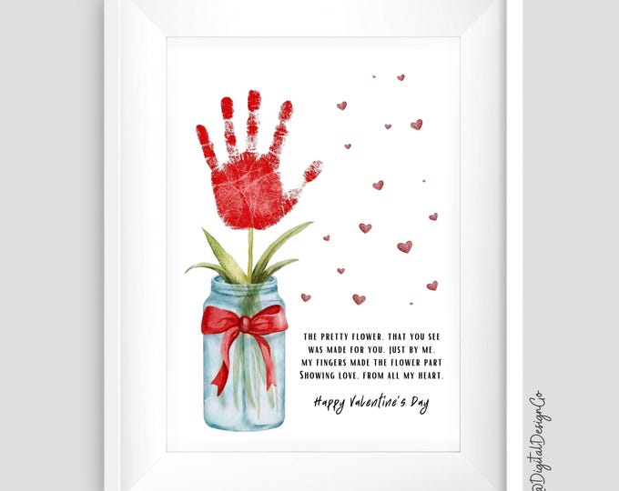 Flower Handprint Art Craft, Poem, Valentine's Day Handprint Art, DIY ...