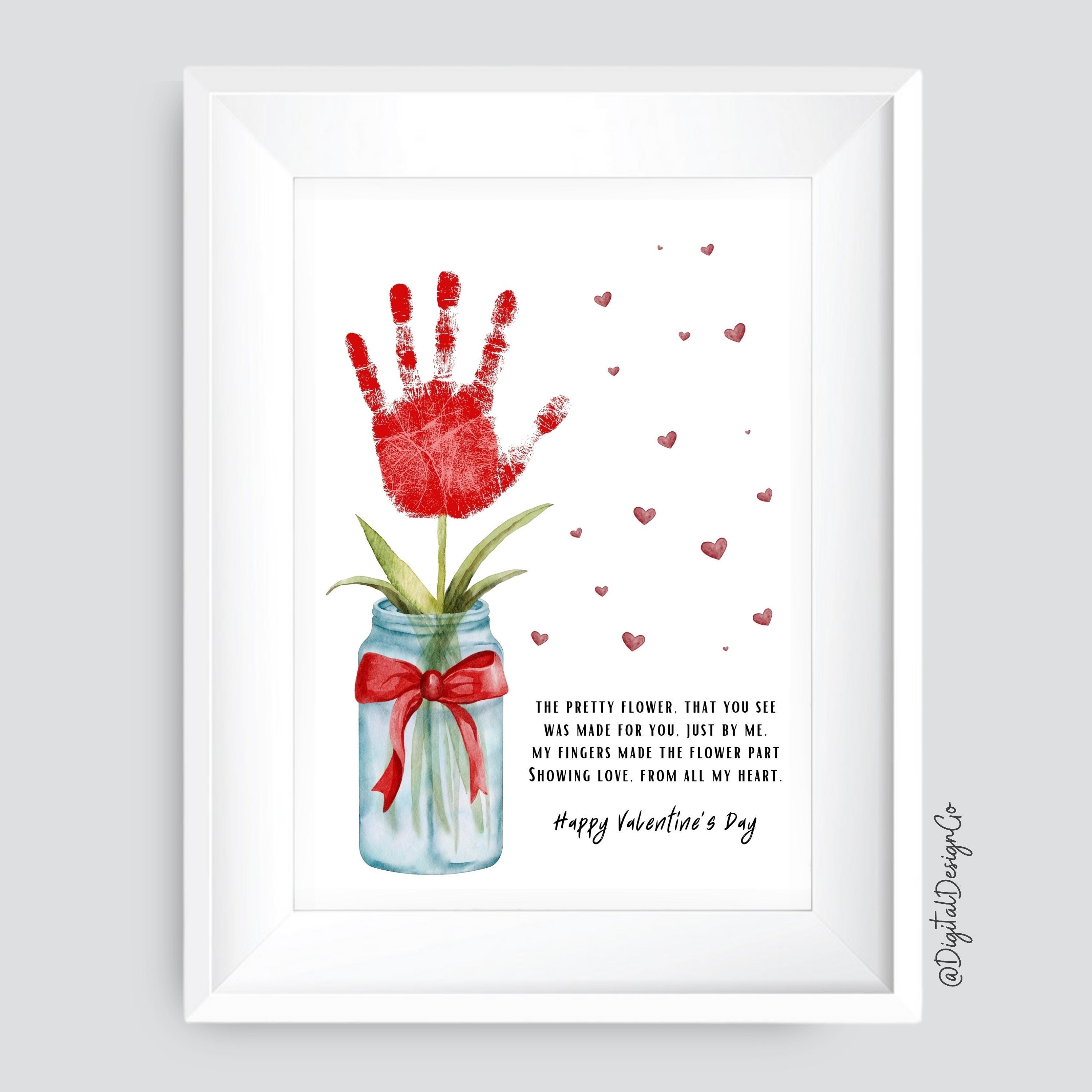 Flower Handprint Art Craft, Poem, Valentine's Day Handprint Art, DIY ...