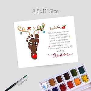 Christmas Reindeer Footprint Art Craft, Poem, Christmas Xmas Craft for ...