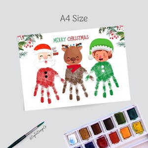 Christmas Handprint Art, Santa Deer Elf Handprint Craft, Kids Baby ...