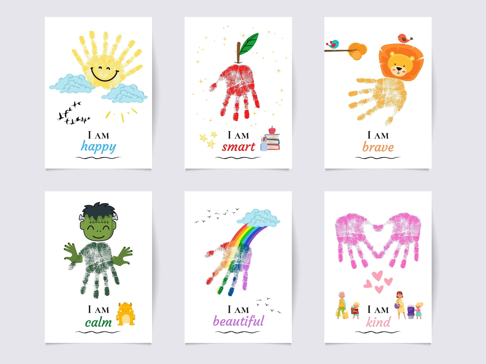 15 Affirmation and Inspirational Handprint Art Craft, Happy Smart Kind ...