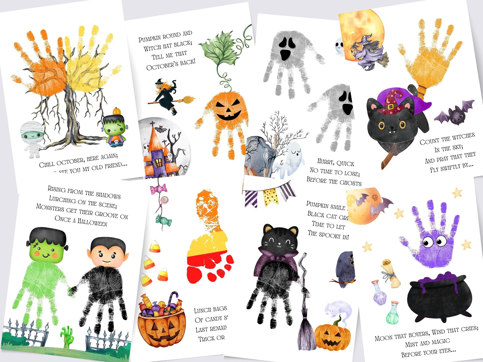 Halloween Handprint Footprint Craft Bundle Halloween - Etsy