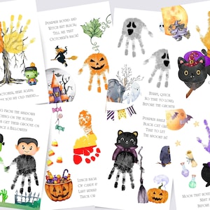 Halloween Handprint Footprint Craft Bundle, Halloween Handprint Art ...