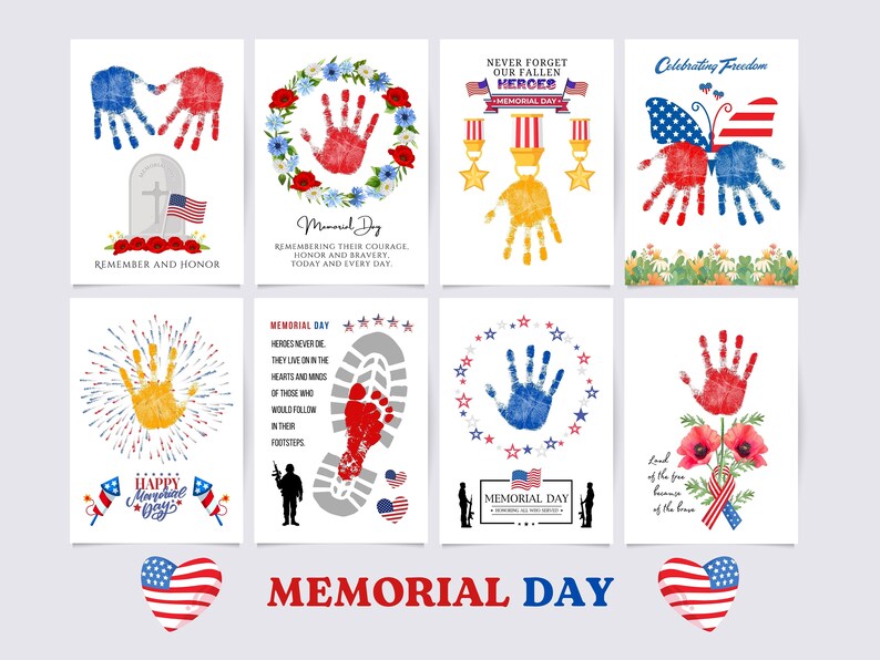 Memorial Day Handprint Footprint Art Craft, Kids Baby Toddler, Poppy ...