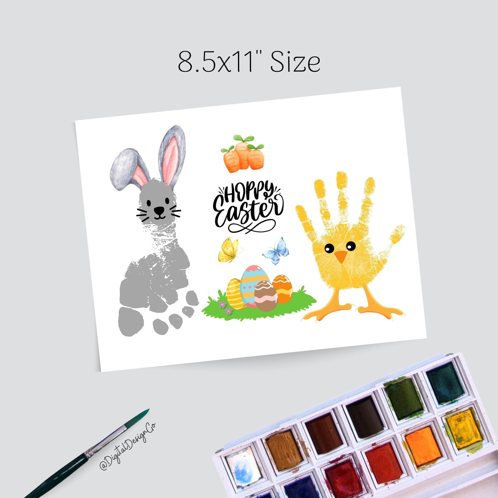 Hoppy Easter Footprint Handprint Art Craft, Easter Bunny Chick Craft ...