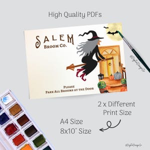 Halloween Handprint Art, Salem Broom Co, Halloween Decor, Witch Broom ...