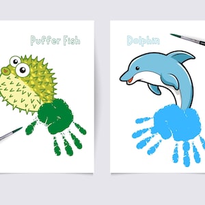 Sea Animals Handprint Art Bundle, Summer Handprint, Classroom Nursery ...