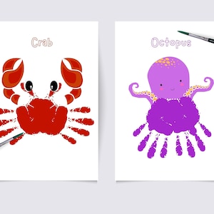 Sea Animals Handprint Art Bundle, Summer Handprint, Classroom Nursery ...
