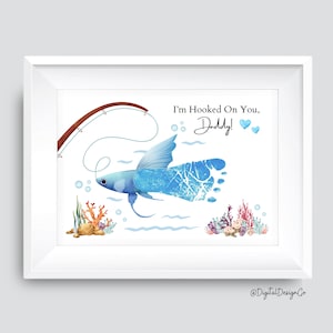 I'm Hooked on You Daddy, Father's Day Footprint Art, Blue Fish ...
