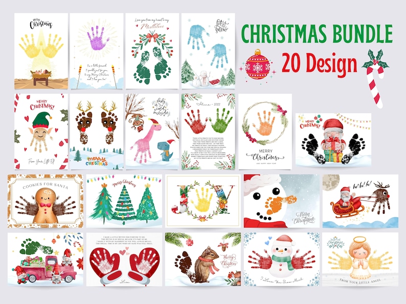 Christmas Handprint Footprint Art Craft Bundle Christmas - Etsy