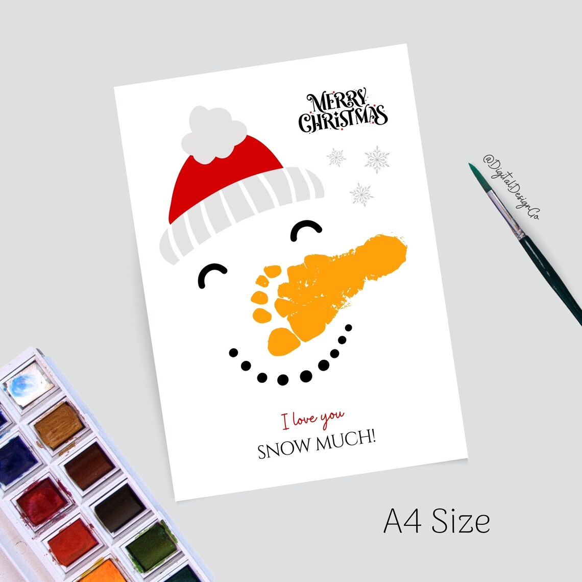 Snowman Footprint Craft, I Love You Snow Much, Kids Baby Toddler, DIY ...