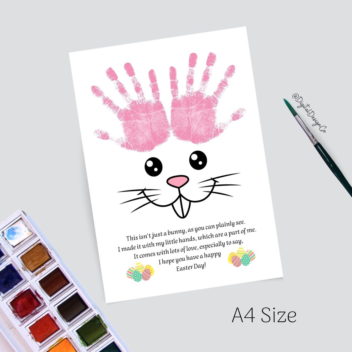 Easter Bunny Handprint Art Craft, Happy Easter Poem, Bunny Handprint ...