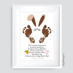 Easter Bunny Footprint Art Project for Baby, Toddler Footprint Keepsake ...