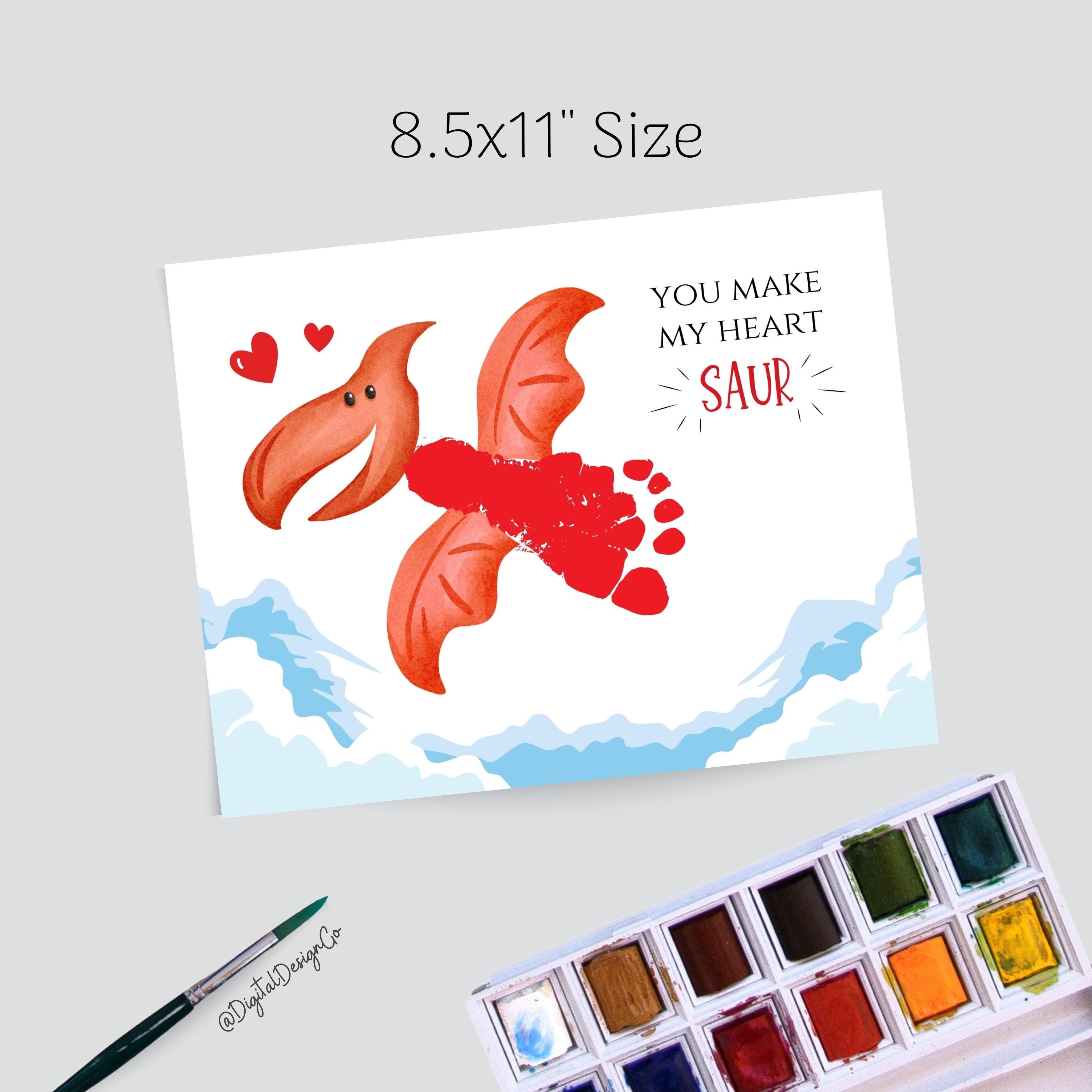 You Make My Heart Saur, Dinosaur Footprint Art, Valentines Day Craft ...