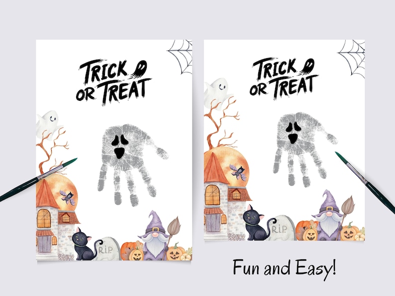 Halloween Handprint Footprint Craft Bundle Halloween - Etsy