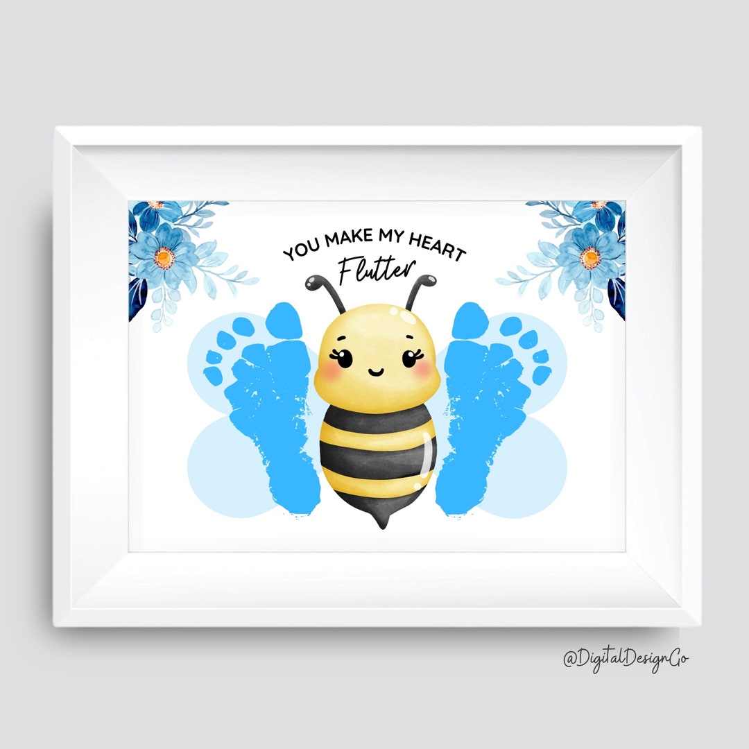 You Make My Heart Flutter Footprint Art Craft, Bee Footprint Craft for ...