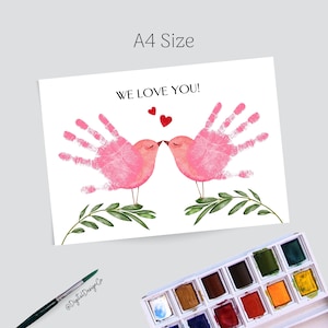 Valentines Day Handprint Art Craft, We Love You, Love Birds Craft for ...