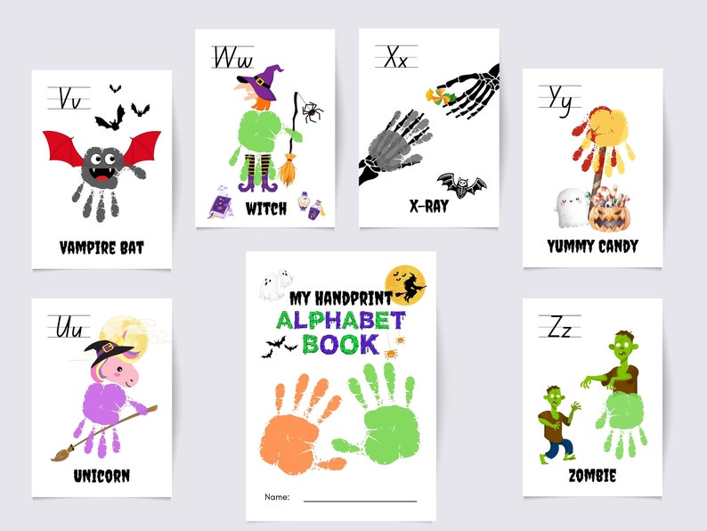 Halloween Handprint Halloween Alphabet Handprint Art My - Etsy