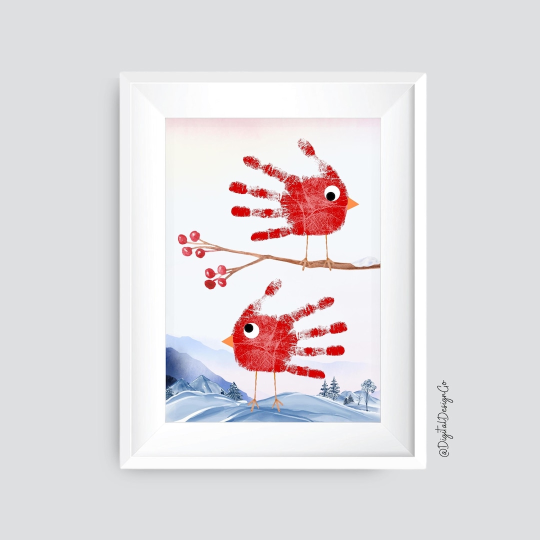 Cardinal Birds Handprint Art, Winter Handprint Craft, Christmas Xmas ...