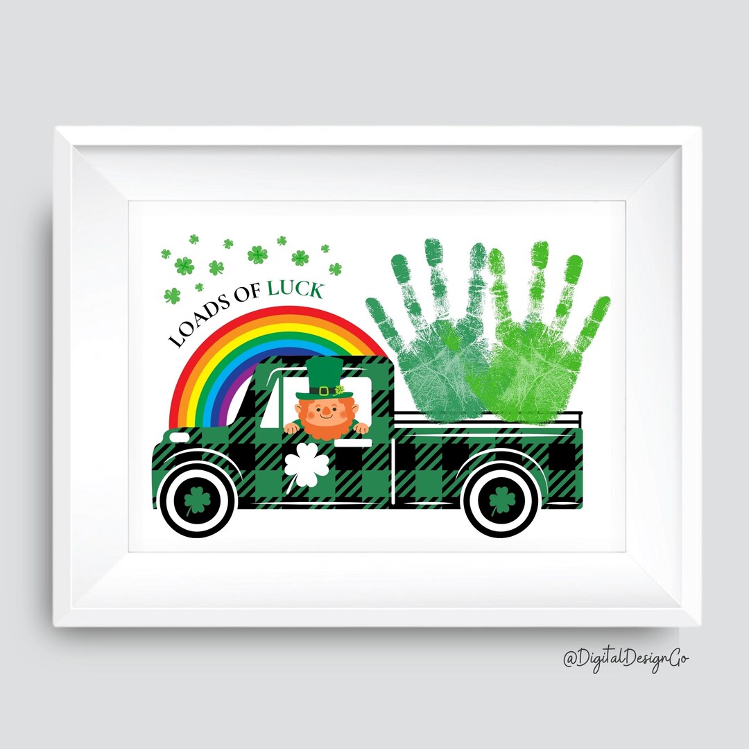 St. Patrick's Day Handprint Art, Loads of Luck, Truck Handprint Craft ...