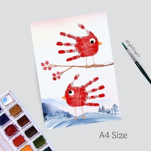 Cardinal Birds Handprint Art, Winter Handprint Craft, Christmas Xmas ...
