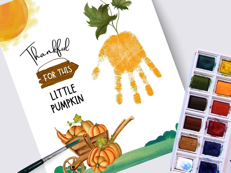 Thankful for This Little Pumpkin Thanksgiving Handprint Art - Etsy