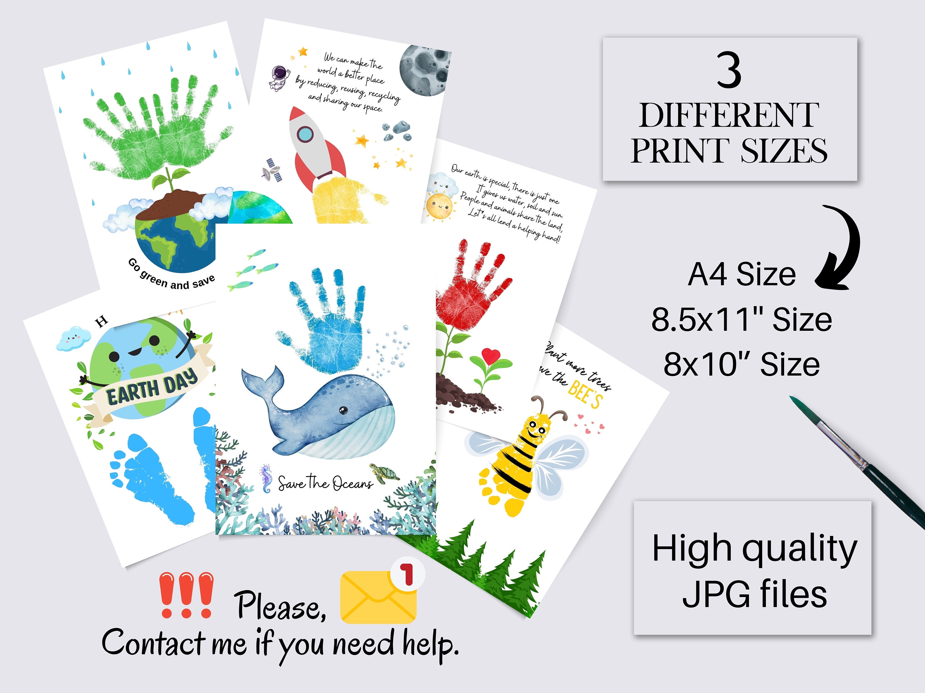 Earth Day Bundle, Handprint Footprint Art Craft, Earth Day Handprint ...