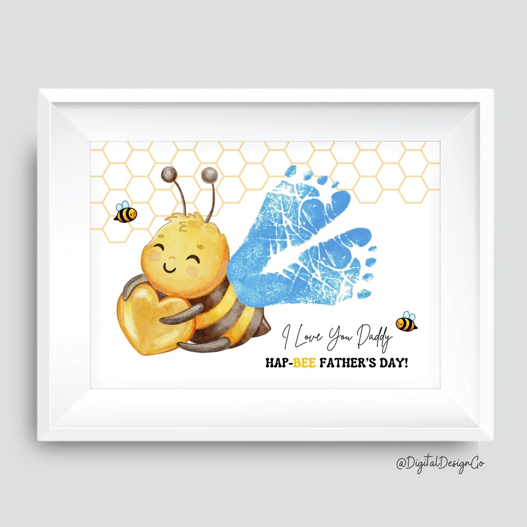 Hapbee Father's Day Footprint Art, I Love You Daddy, Bee Footprint ...