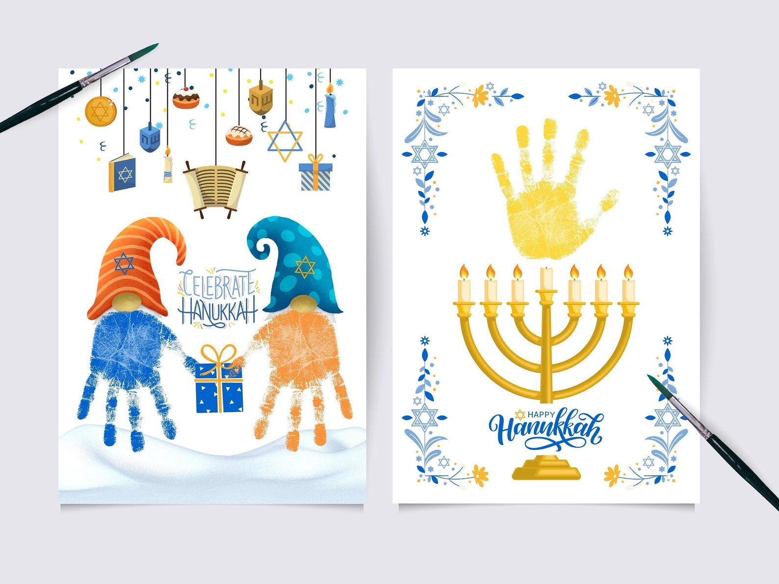 Hanukkah Handprint Footprint Fingerprint Art Craft Hanukkah - Etsy