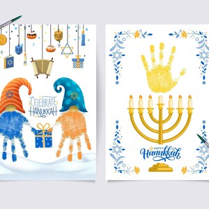 Hanukkah Handprint Footprint Fingerprint Art Craft, Hanukkah Craft, DIY ...