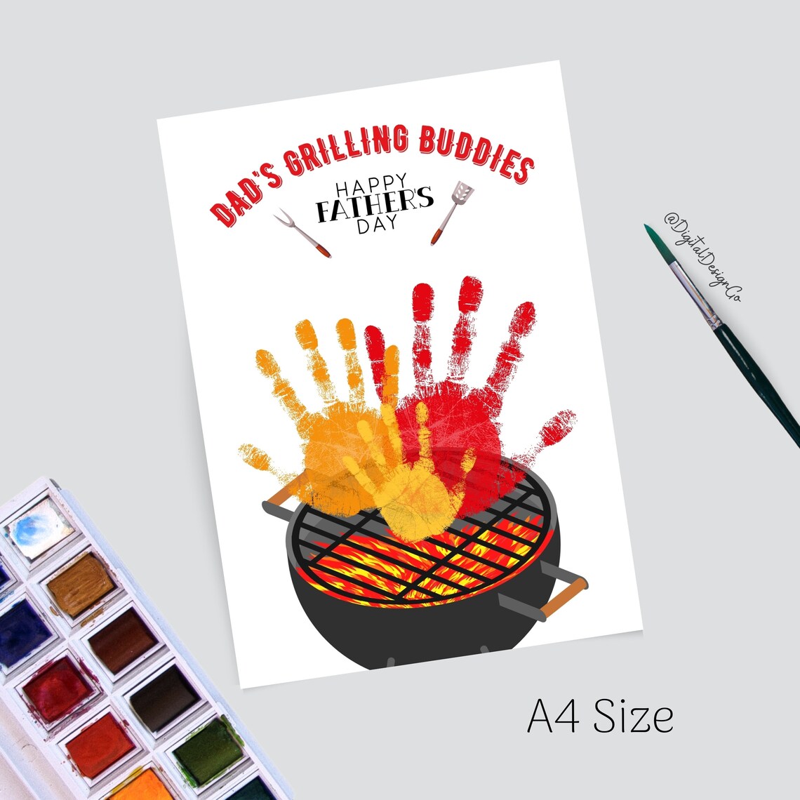Fathers Day Grill Handprint Art Craft, Dads Grilling Buddies, Kids Baby ...