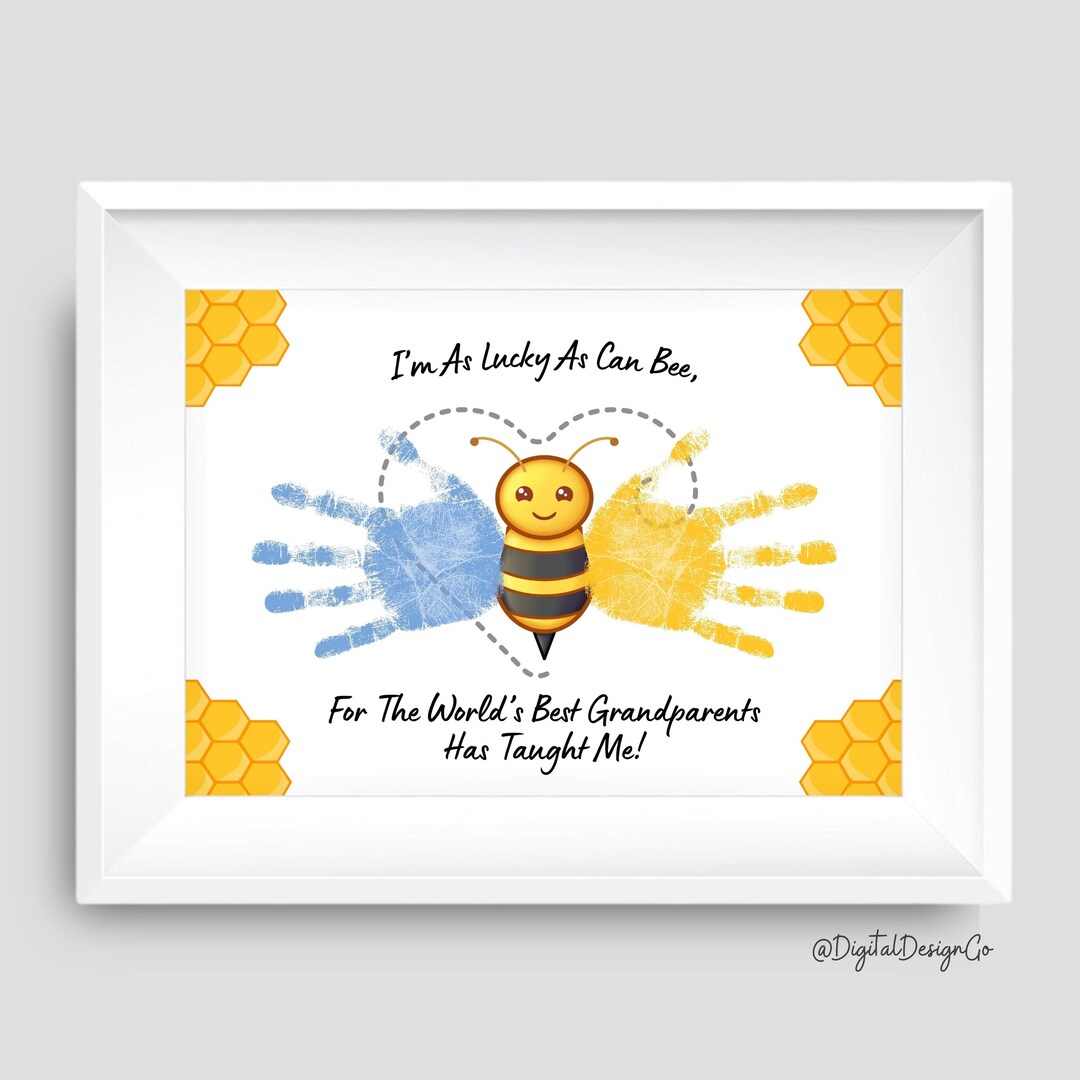 Grandparents Day, Birthday Gift, Bee Handprint Art Craft, Kids Baby ...