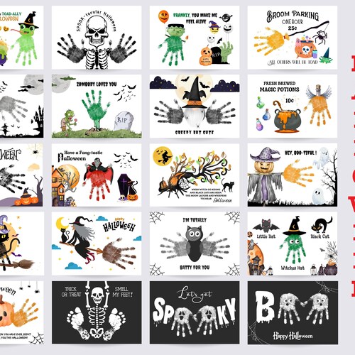 Halloween Handprint Footprint Craft Bundle Halloween - Etsy