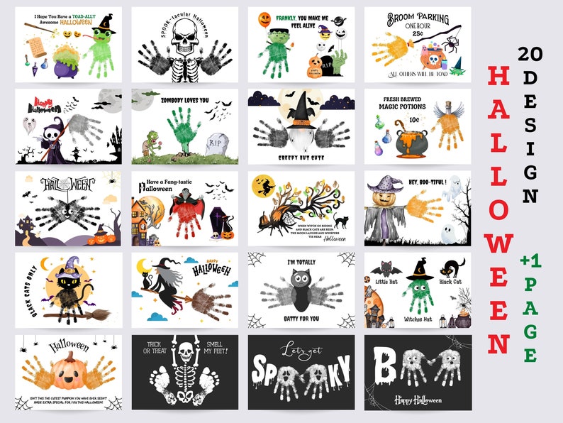 Halloween Handprint Footprint Fingerprint Craft Bundle - Etsy