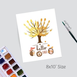 Hello Fall Handprint Art, Hedgehog, Autumn Tree Handprint Art Craft ...